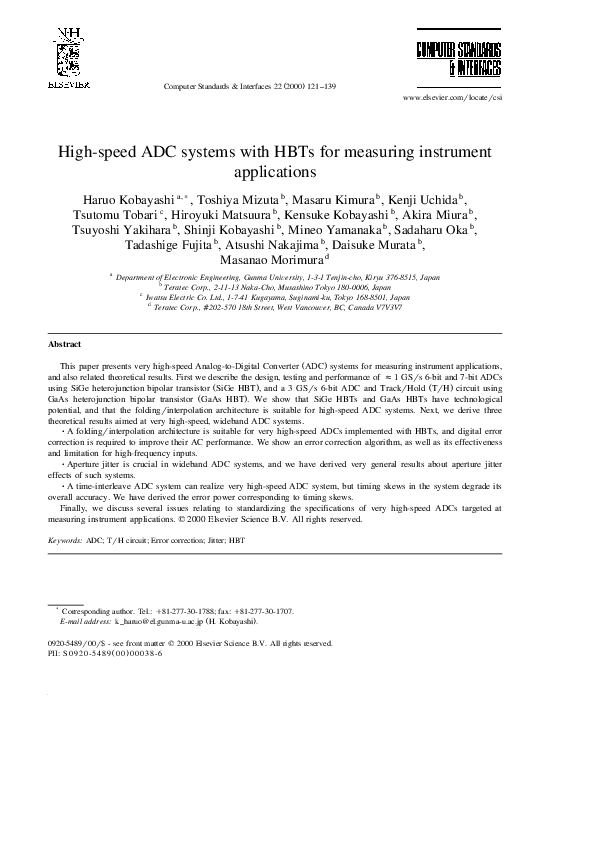 (PDF) High-speed ADC systems with HBTs for measuring instrument ...