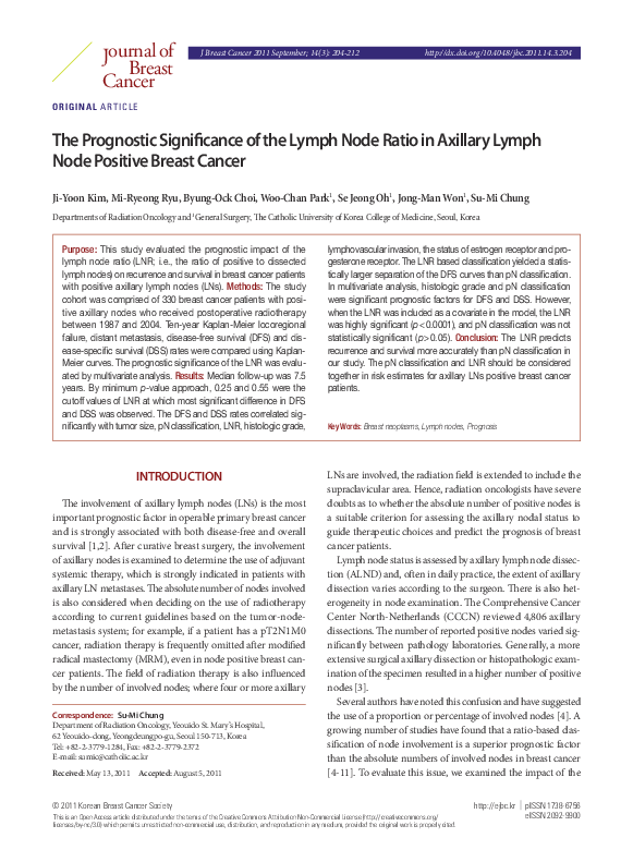 (PDF) The Prognostic Significance of the Lymph Node Ratio in Axillary Lymph Node Positive Breast ...
