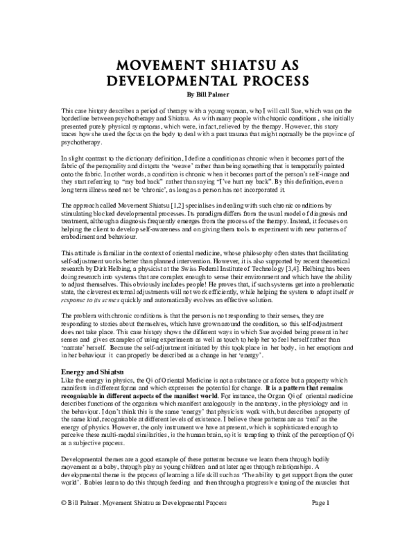 (PDF) Movement Shiatsu as Developmental Process