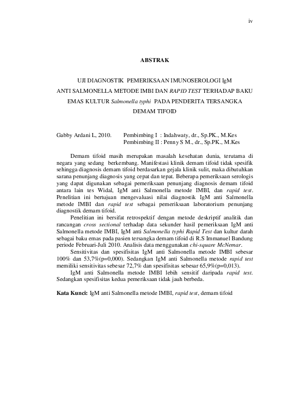 (PDF) Uji Diagnostik Pemeriksaan Imunoserologi IgM Anti Salmonella ...