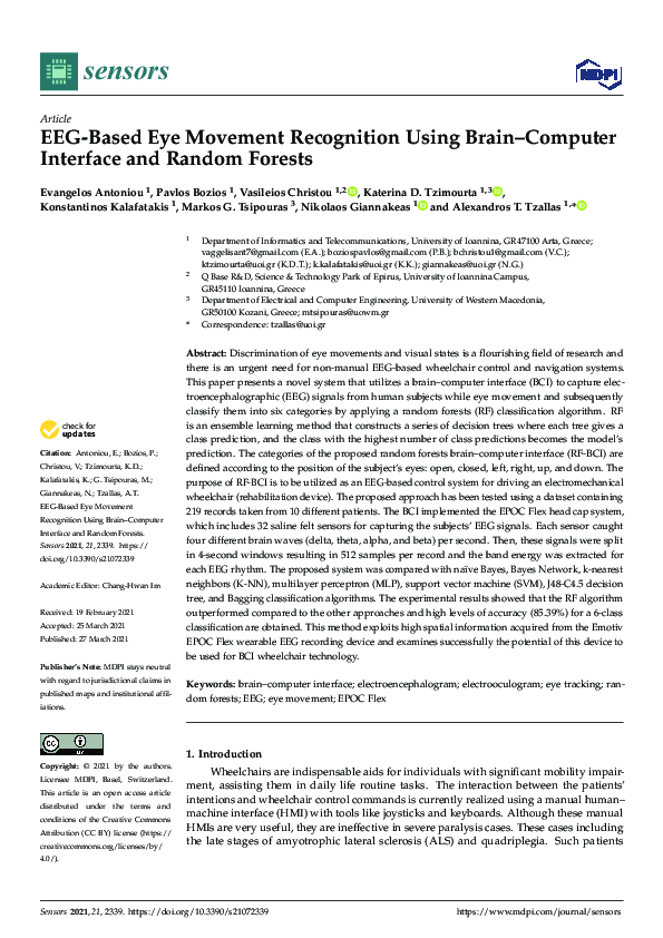 Pdf Eeg Based Eye Movement Recognition Using Braincomputer Interface
