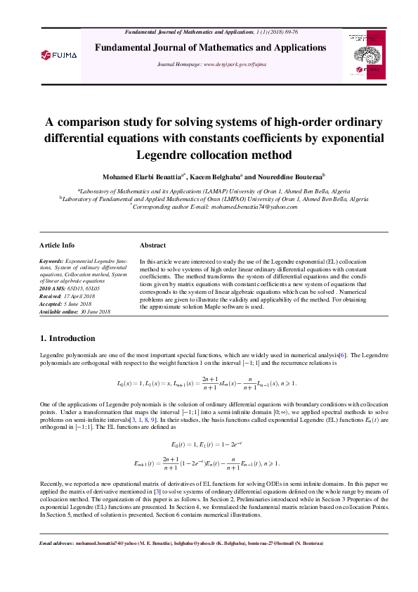 (PDF) A comparison study for solving systems of high-order ordinary differential equations with ...