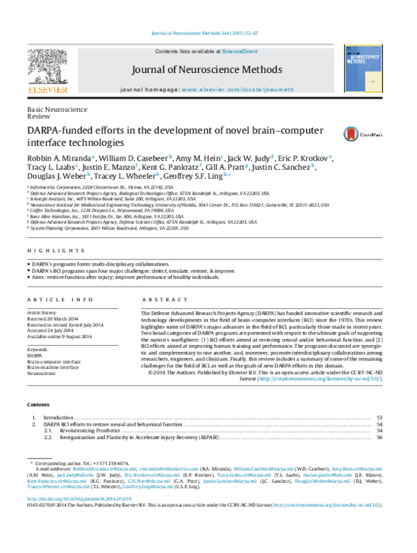 (PDF) DARPA-funded efforts in the development of novel brain-computer ...