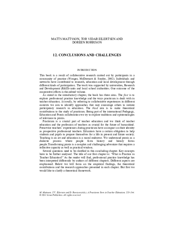 (PDF) Conclusions and challenges