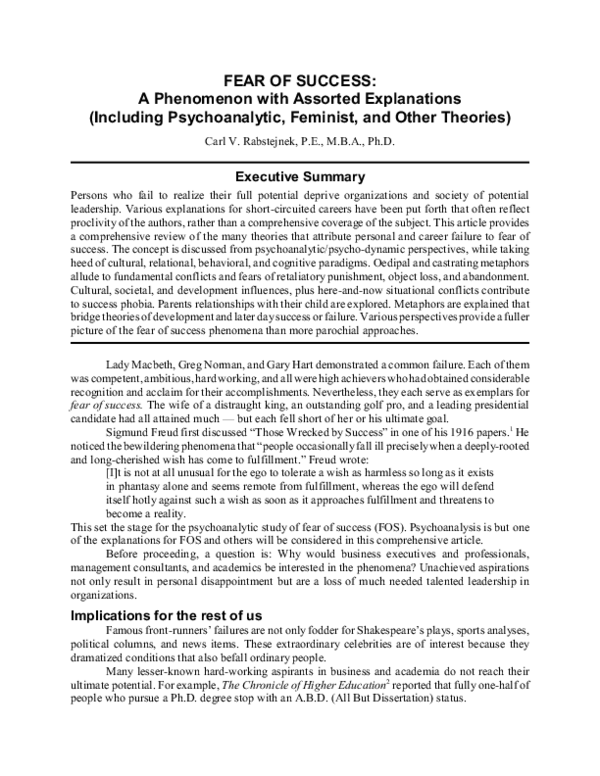 (PDF) Fear of Success