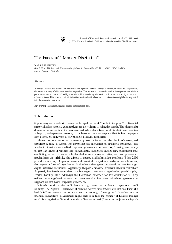 The faces of “market discipline”