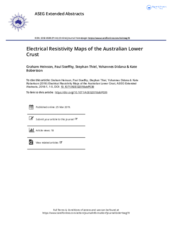 (PDF) Electrical Resistivity Maps of the Australian Lower Crust