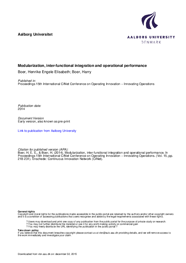 Pdf Modularization Inter Functional Integration And Operational