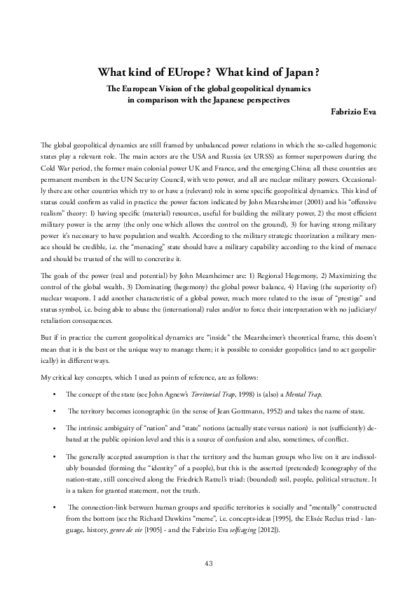 (PDF) What kind of EUrope ? What kind of Japan ? The European Vision of ...