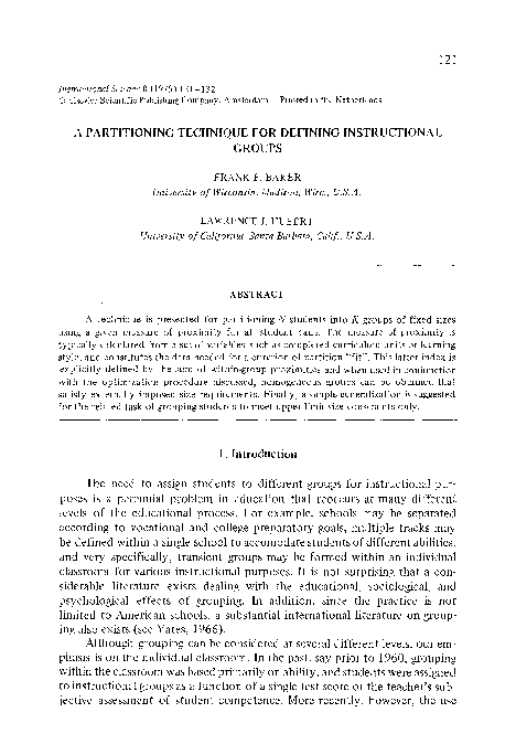 (PDF) A partitioning technique for defining instructional groups