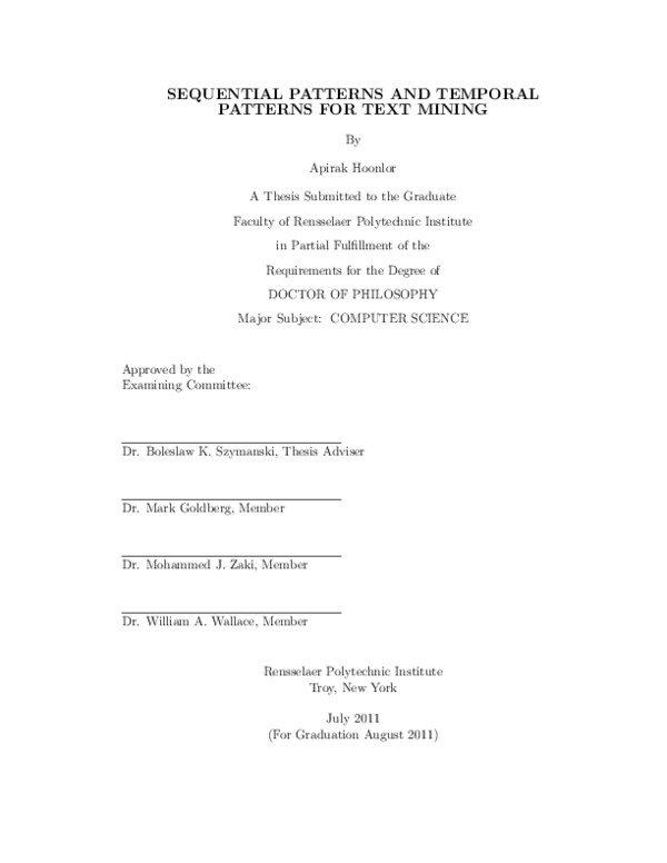 (PDF) Sequential patterns and temporal patterns for text mining