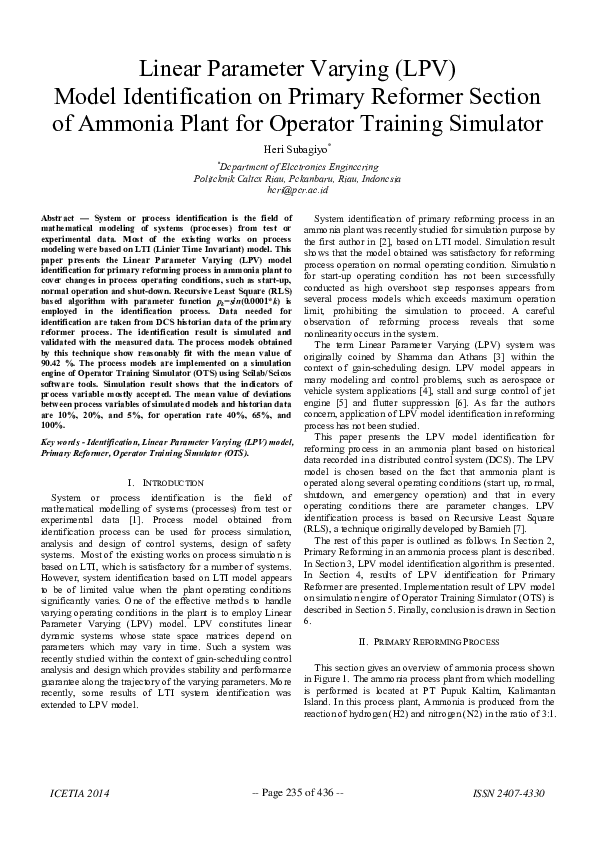 (PDF) Linear Parameter Varying (LPV) Model Identification on Primary ...
