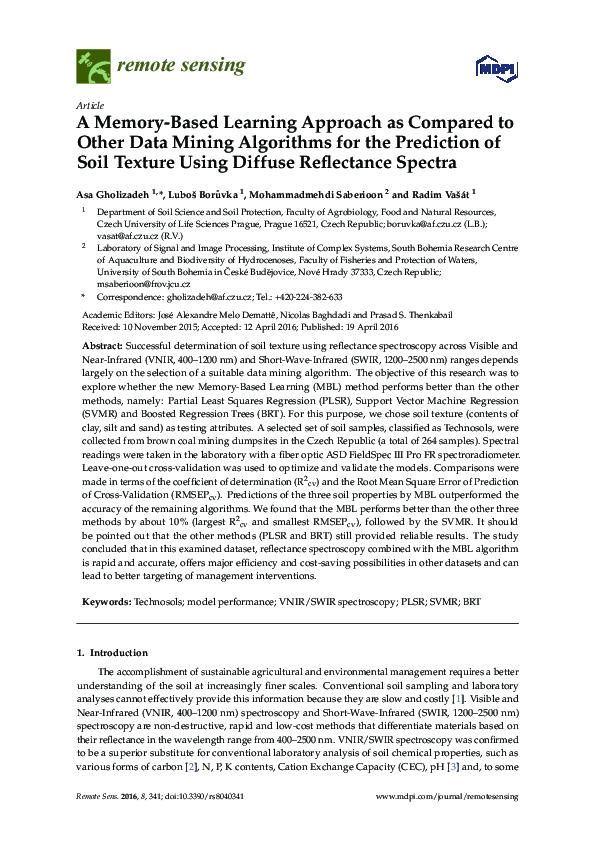 (PDF) A Memory-Based Learning Approach as Compared to Other Data Mining Algorithms for the ...