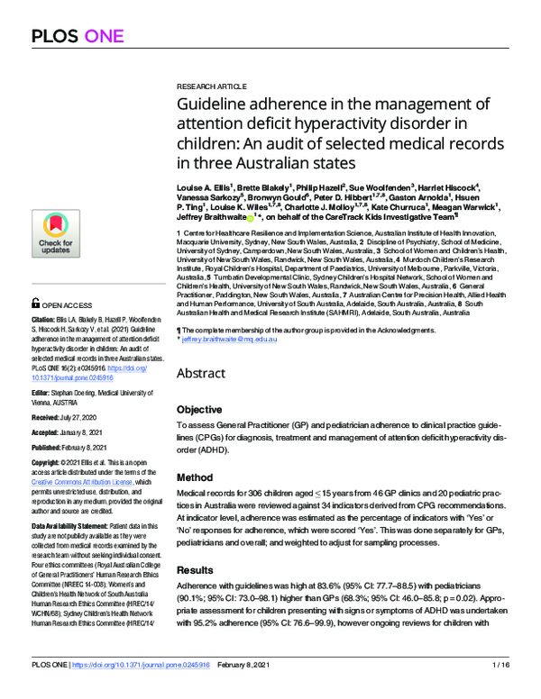 (PDF) Guideline adherence in the management of attention deficit hyperactivity disorder in ...
