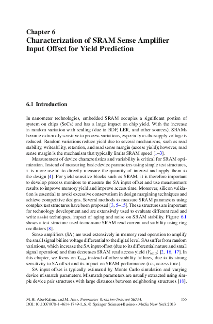 (PDF) Characterization of SRAM Sense Amplifier Input Offset for Yield Prediction