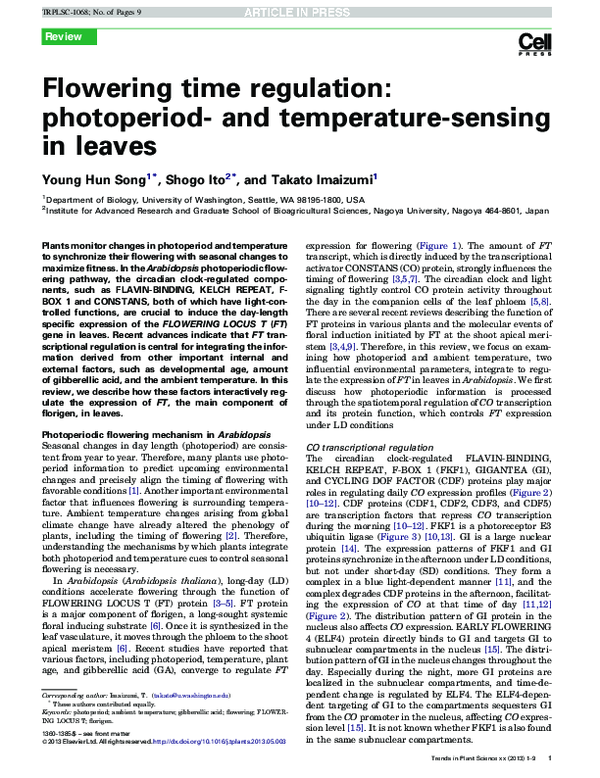 (PDF) Flowering time regulation: photoperiod- and temperature-sensing ...