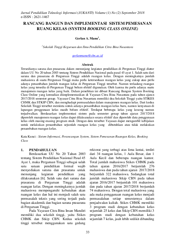(PDF) Rancang Bangun Dan Implementasi Sistem Pemesanan Ruang Kelas ...