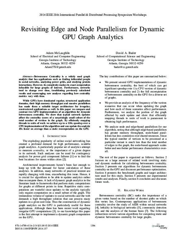 (PDF) Revisiting Edge and Node Parallelism for Dynamic GPU Graph Analytics