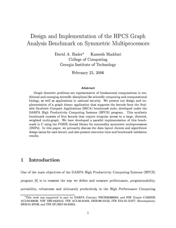 (PDF) Design and Implementation of the HPCS Graph Analysis Benchmark on Symmetric ...