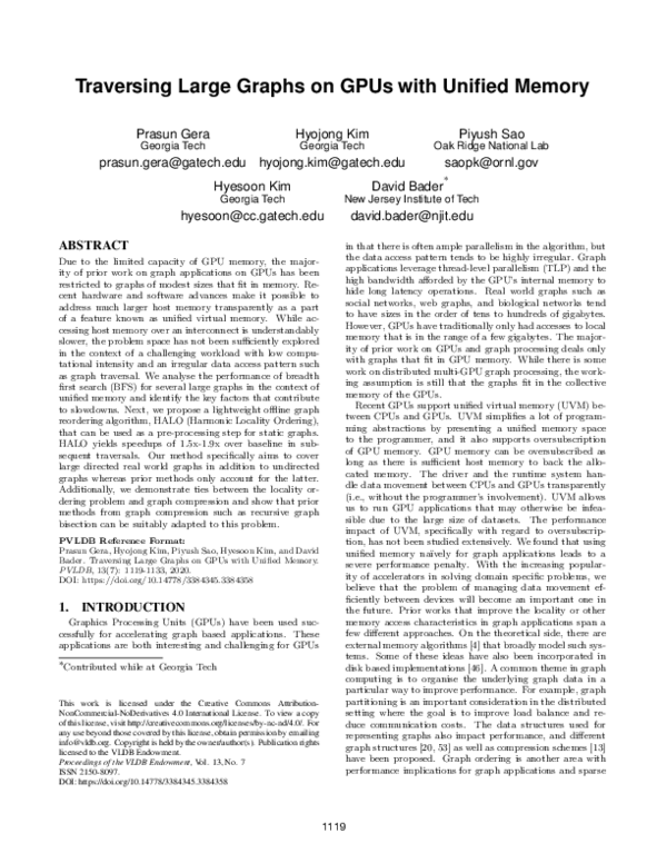 (PDF) Traversing large graphs on GPUs with unified memory