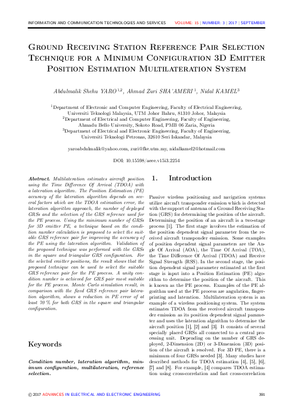 (PDF) Ground Receiving Station Reference Pair Selection Technique for a Minimum Configuration 3D ...