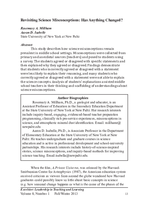 (PDF) Revisiting Science Misconceptions: Has Anything Changed?