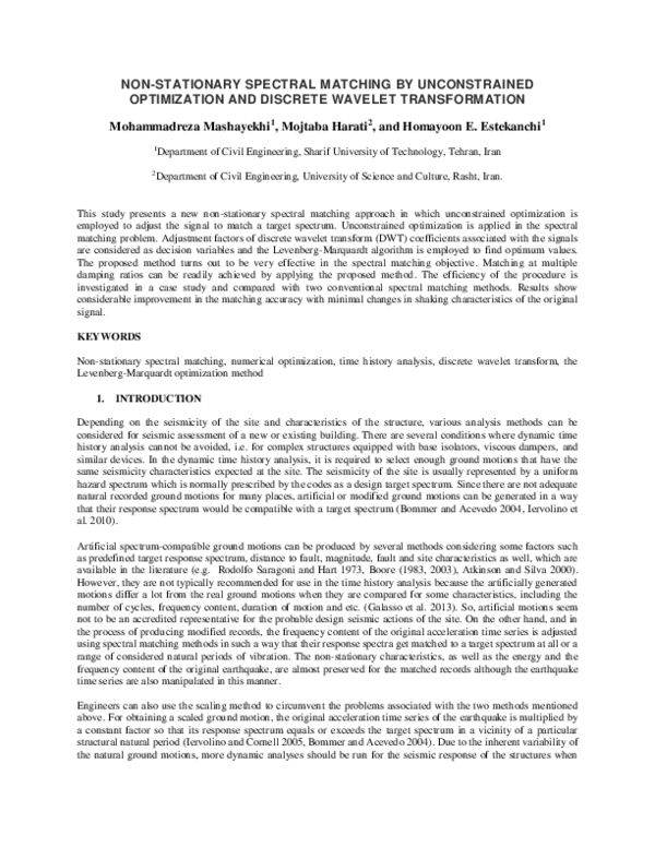 Pdf Non Stationary Spectral Matching By Unconstrained Optimization