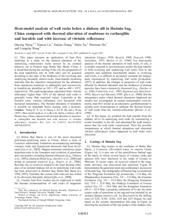(PDF) Thermal Alteration of Wall Rocks by Diabase Sill