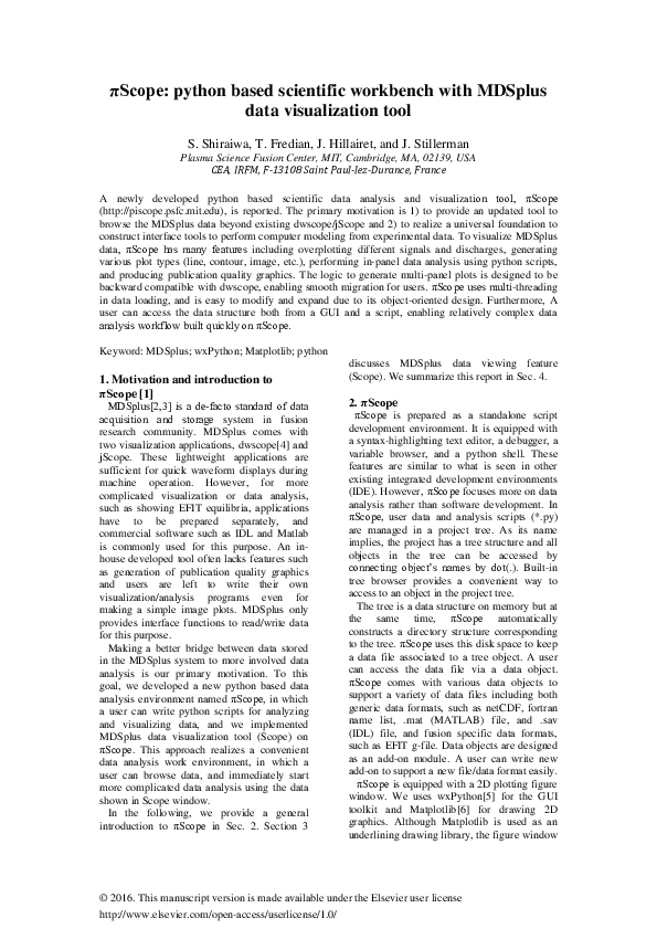 (PDF) πScope: Python based scientific workbench with MDSplus data visualization tool