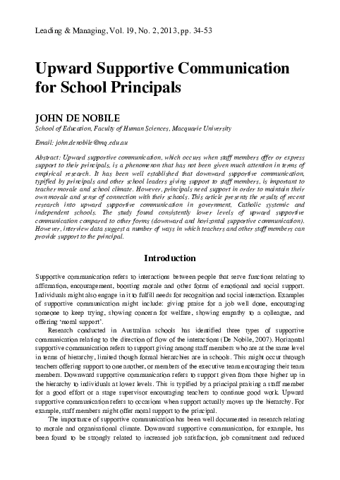 (PDF) Upward supportive communication for school principals