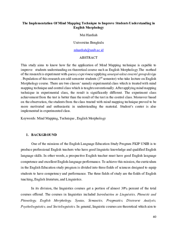 (PDF) The Implementation Of Mind Mapping Technique to Improve Students Understanding in English ...