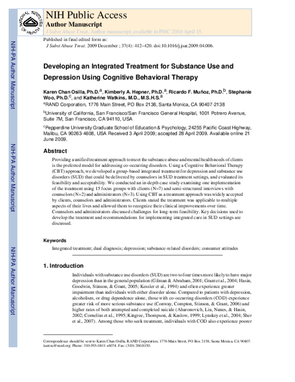 (PDF) Developing an integrated treatment for substance use and ...