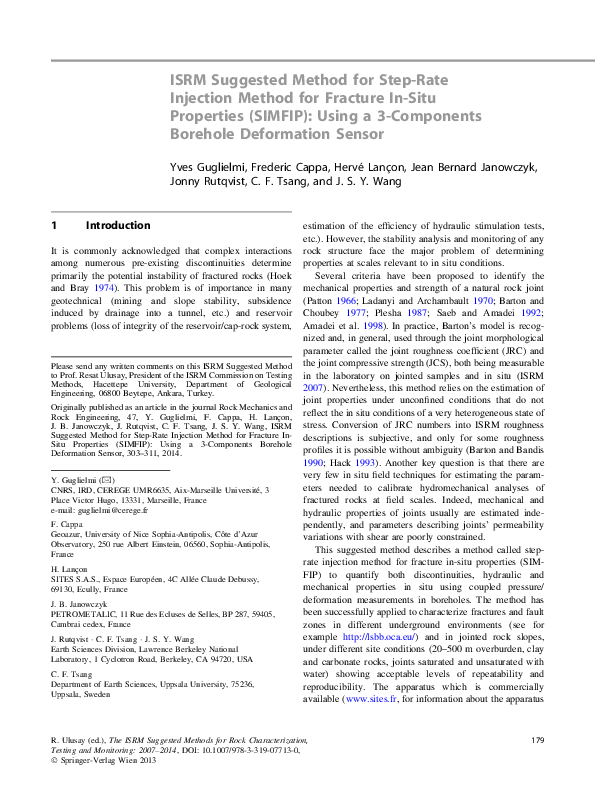 (PDF) ISRM Suggested Method for Step-Rate Injection Method for Fracture ...