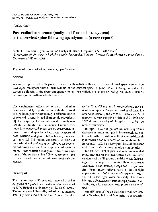 (PDF) Post radiation sarcoma (malignant fibrous histiocytoma) of the ...