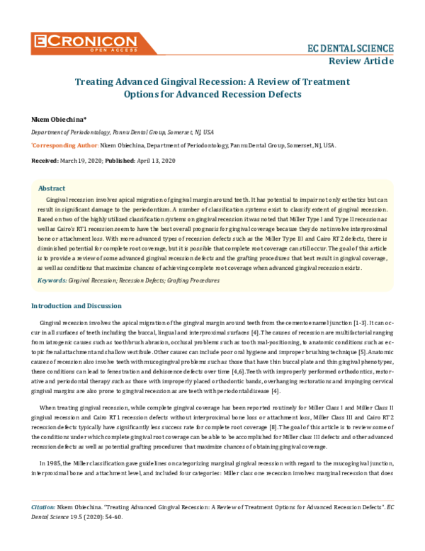 (PDF) Treating Advanced Gingival Recession: A Review of ...