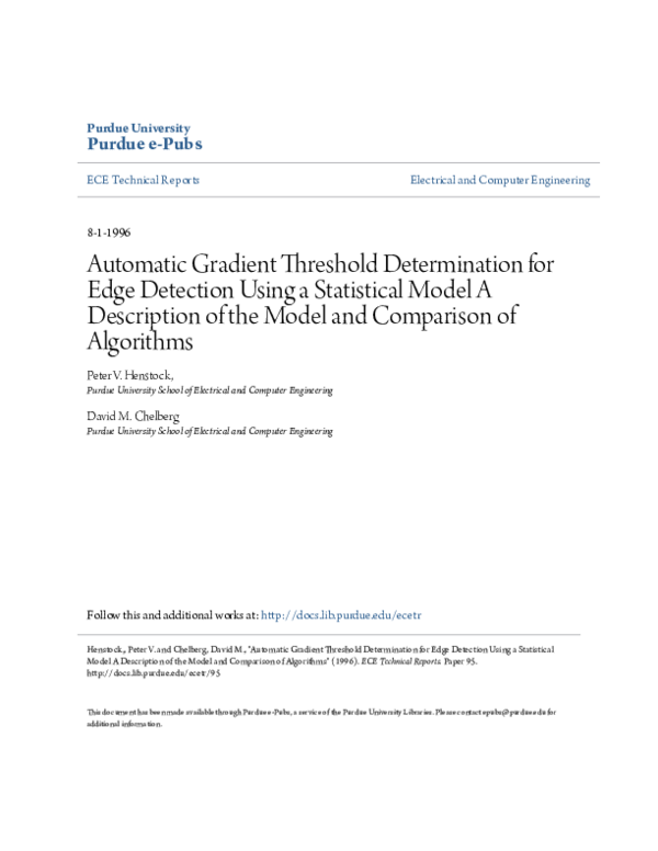 (PDF) Automatic Gradient Threshold Determination for Edge Detection Using a Statistical Model A ...