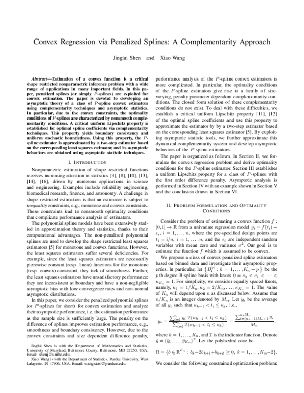 (PDF) Convex regression via penalized splines: A complementarity approach