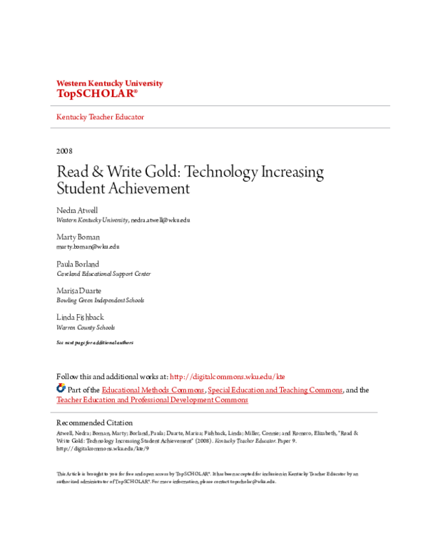 (PDF) Read & Write Gold: Technology Increasing Student Achievement