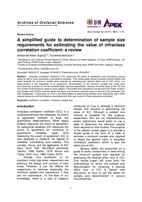 (PDF) A simplified guide to determination of sample size requirements ...