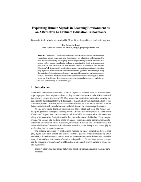 (PDF) Exploiting Human Signals in Learning Environment as an ...