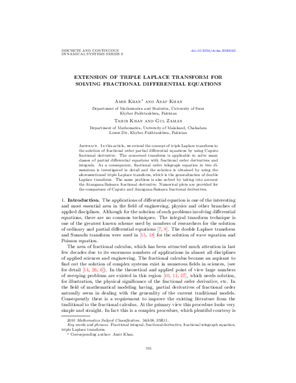 Pdf Extension Of Triple Laplace Transform For Solving Fractional Differential Equations