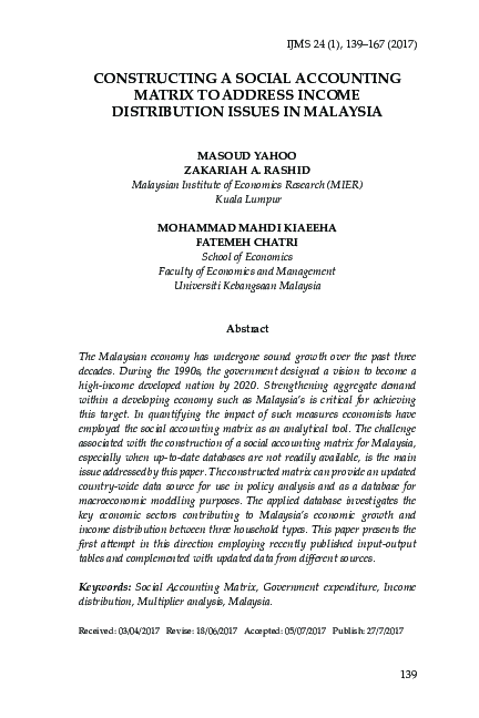 (PDF) Constructing a Social Accounting Matrix to Address Income ...
