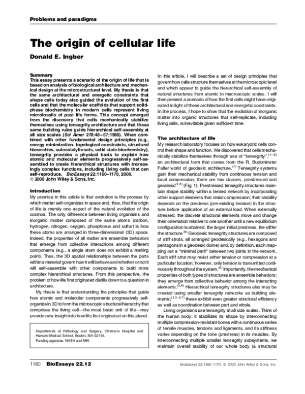(PDF) The origin of cellular life