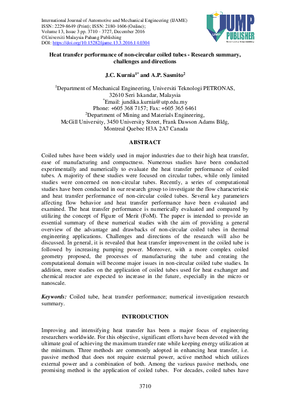 (PDF) Heat transfer performance of non-circular coiled tubes - Research ...