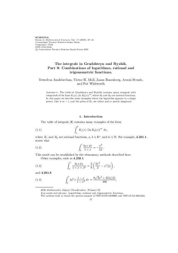 (PDF) The integrals in Gradshteyn and Ryzhik. Part9: Combinations of ...