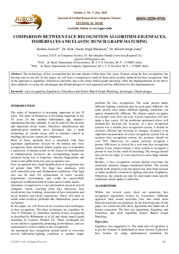 Pdf Comparison Between Face Recognition Algorithm Eigenfaces