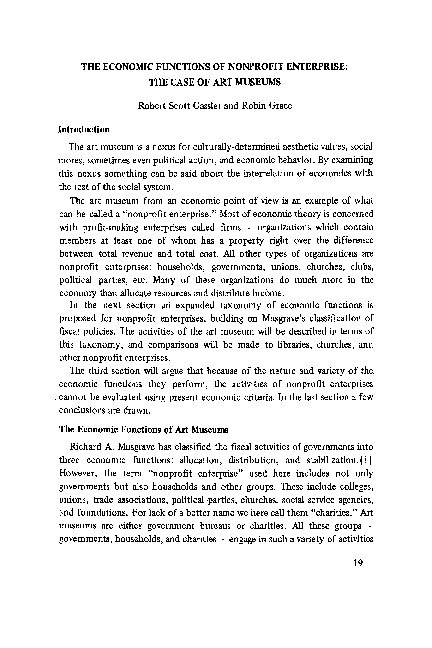 (PDF) The economic functions of nonprofit enterprise: The case of art ...