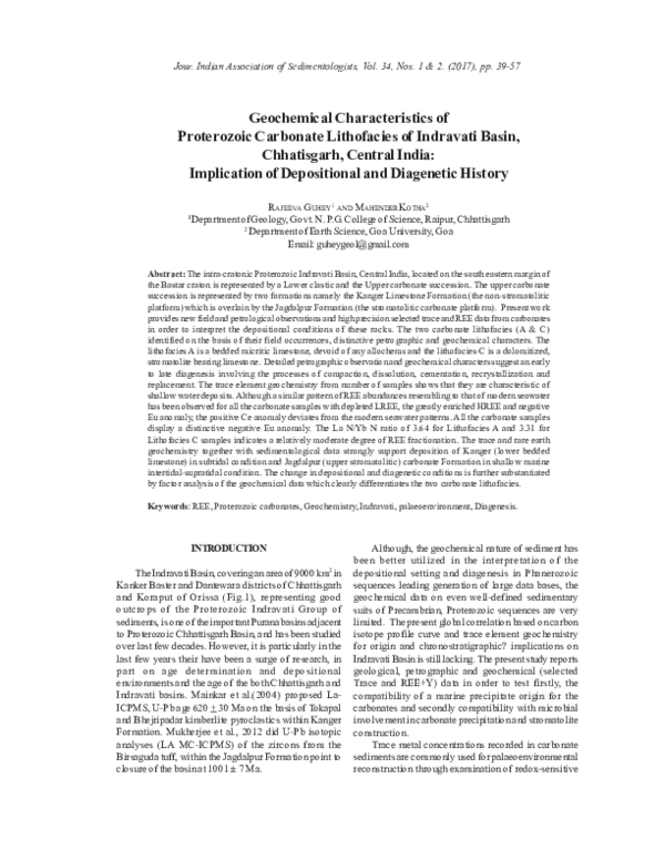 (PDF) Geochemical characteristics of Proterozoic carbonate lithofacies ...