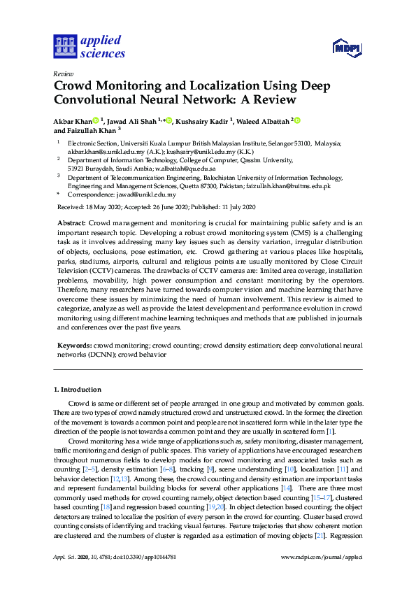 Pdf Crowd Monitoring And Localization Using Deep Convolutional Neural 0117