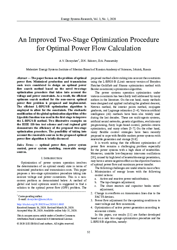 (PDF) An Improved Two-Stage Optimization Procedure for Optimal Power ...